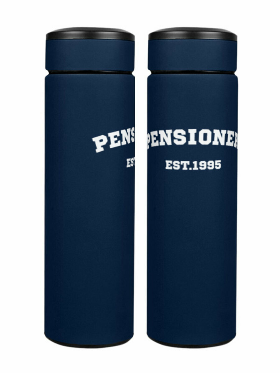 Термос «pensioner est 1995 пенсионер 1995» (темно-синий)