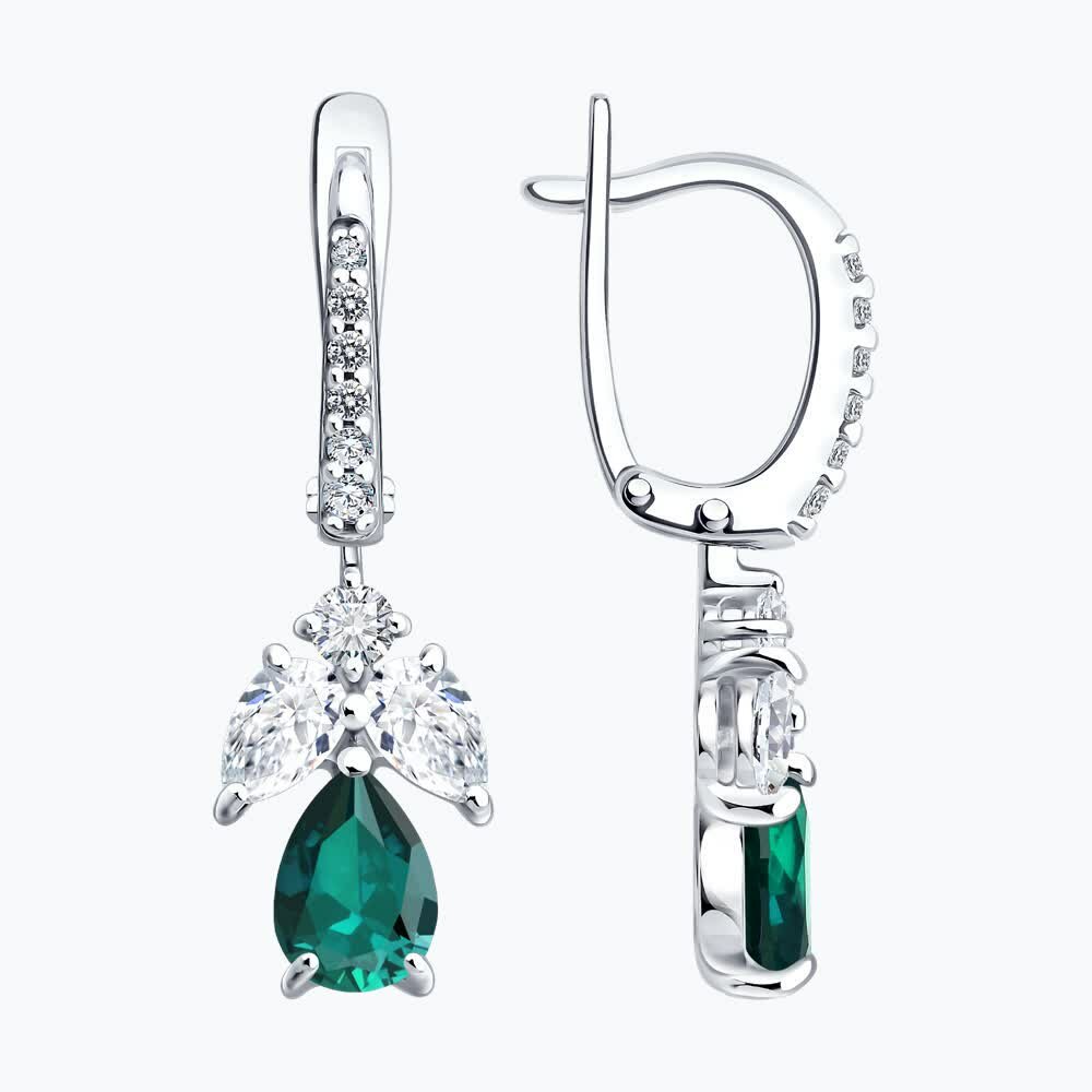 Серьги, серебро, 925 проба, родирование