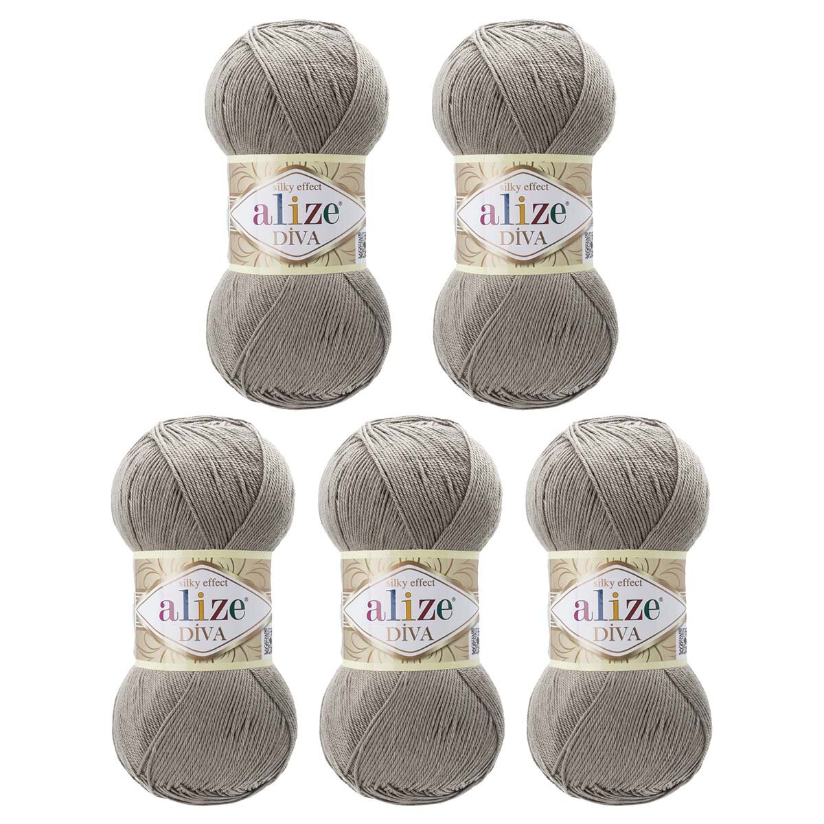 Пряжа для вязания ALIZE 'Diva' 100гр. 350м. (100% микрофибра) ТУ (283 серо-бежевый), 5 мотков