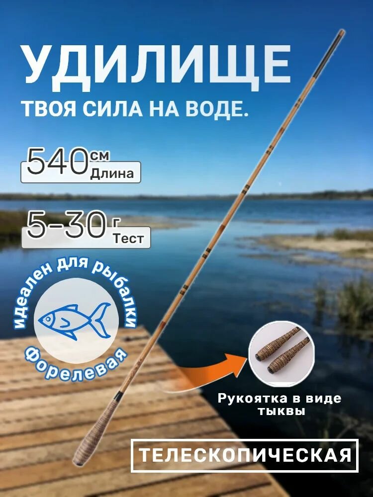 Удилище карбоновое универсальное с раскладными кольцами и подвижной катушкодержателем для морской и речной ловли