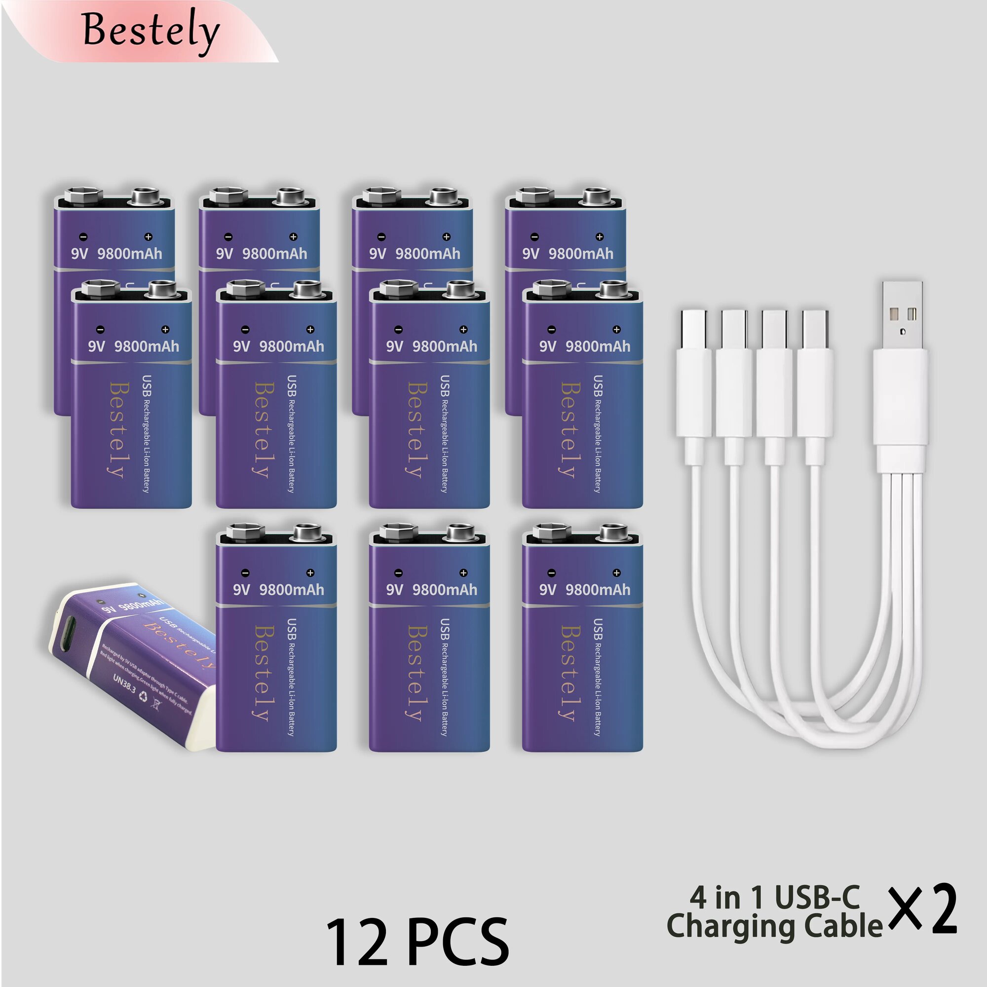 Новая 9V 9800mAh литий-ионная перезаряжаемая батарейка Долговечные 9v литий-ионные батарейки с кабелями для дымового датчика микрофонного сигнала тревоги-12 шт. батарейки