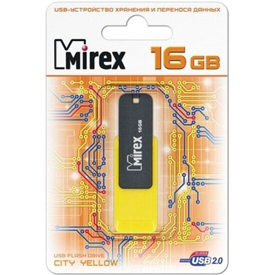 Флэш накопитель Mirex 16 Гб CITY YELLOW USB 2.0 (13600-FMUCYL16)