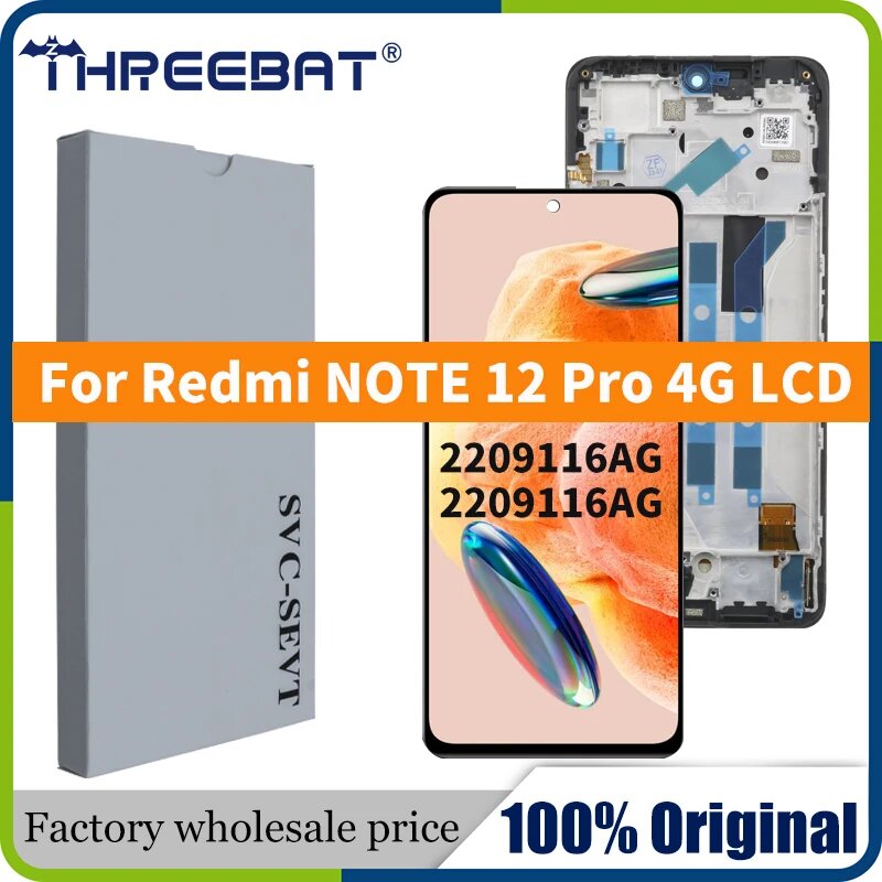 6,67 "оригинальный AMOLED для Xiaomi Redmi Note 12 Pro 4G ЖК-дисплей с цифровым преобразователем сенсорного экрана в сборе 2209116AG LCD