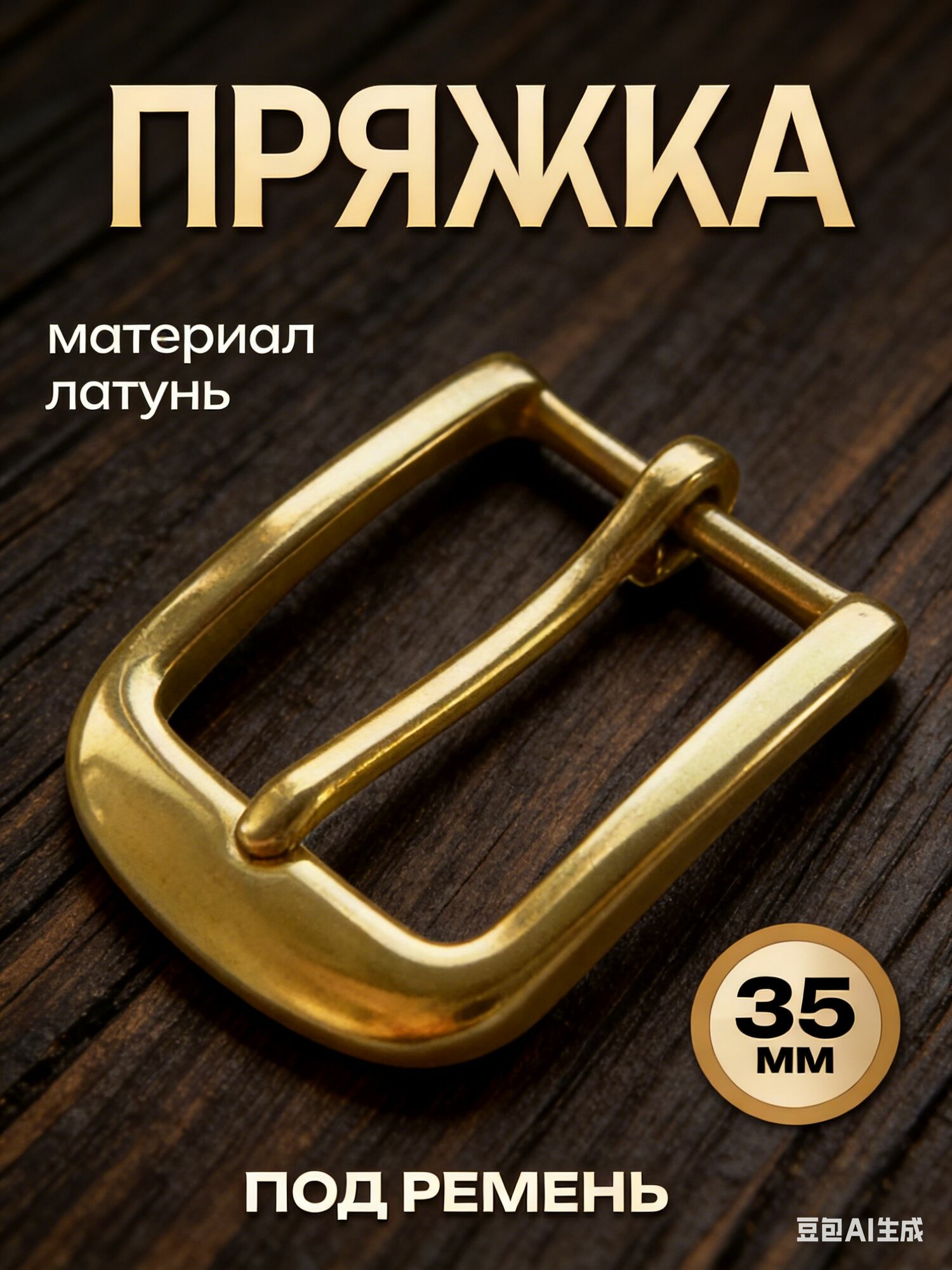 Пряжка для ремня 35 мм латунь 1 шт