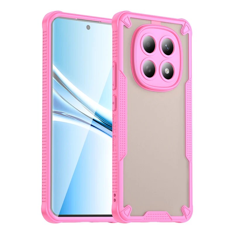Полупрозрачный матовый бронированный чехол для Redmi Note Редми Примечание 15 Про+ 5Г, Розовый, Pink