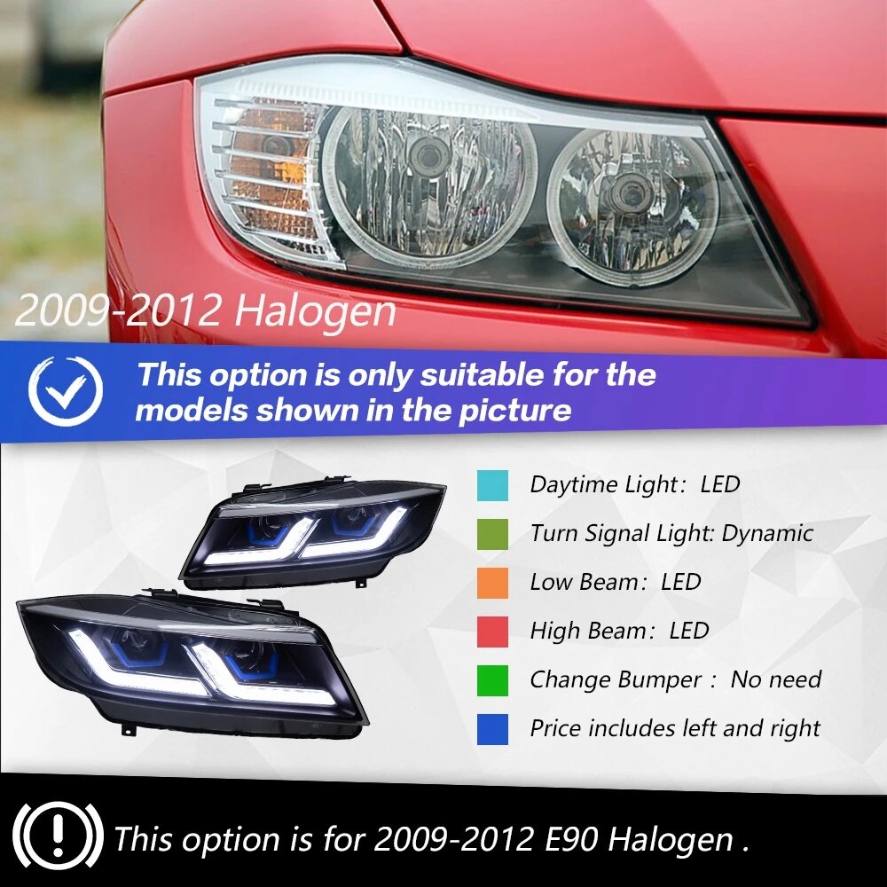 Фар AKD Car Styling для BMW E90 2005-2012 320i 318i 323i 3 Series светодиодная фара DRL Hid Bi Xenon автомобильные аксессуары