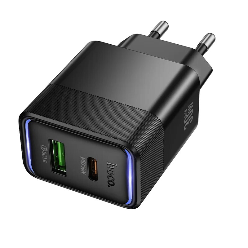 Зарядное устройство HOCO EU, GaN PD30W, USB Type-C, Black