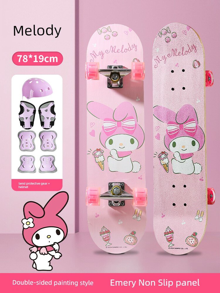 31-дюймовый детский самокат My Melody с светодиодными колесами для девочек 6-12 лет, 4-колесный начальный самокат новая