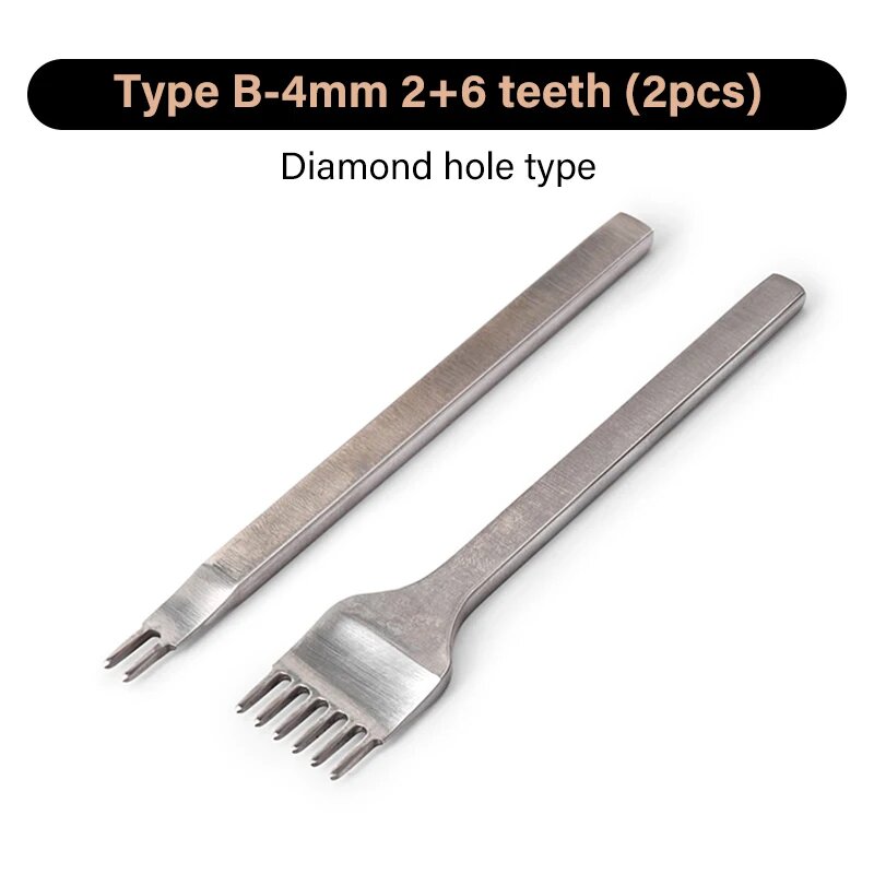 Дырокол для кожи Type B-4mm 2+6teeth, 2шт