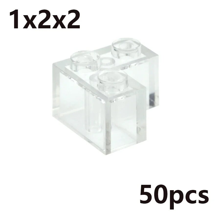 Прозрачные кубики Lego 1x2x2 Белый 50шт