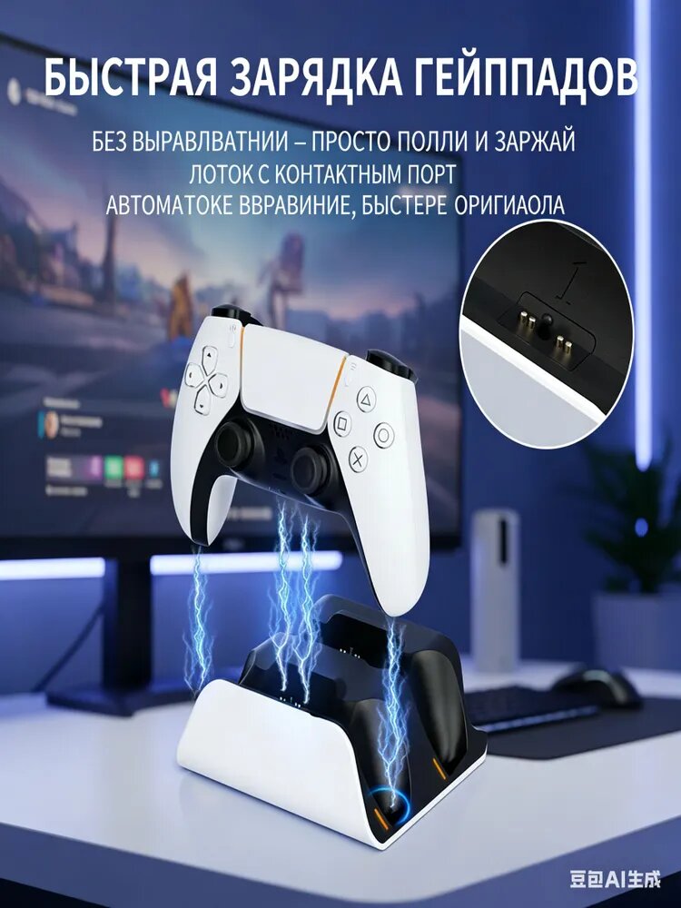 Док станция для геймпада PS5 зарядка для джойстиков PS5 Белый для двух контроллеров