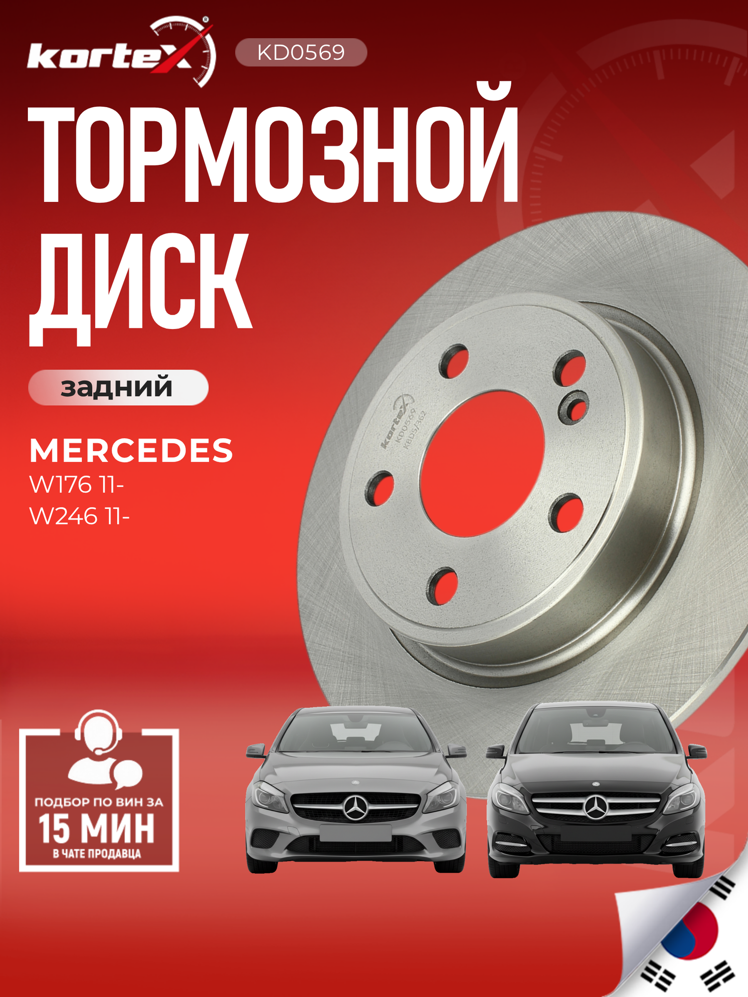 Тормозной диск задний Мерседес Бенц A-Class, B-Class, CLA, GLA PBD1377, M2000887, K011957