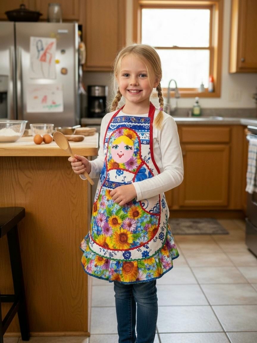 Фартук детский 4-8 лет текстиль сделано в России