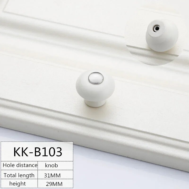 Белые керамические дверные ручки Silver-knob