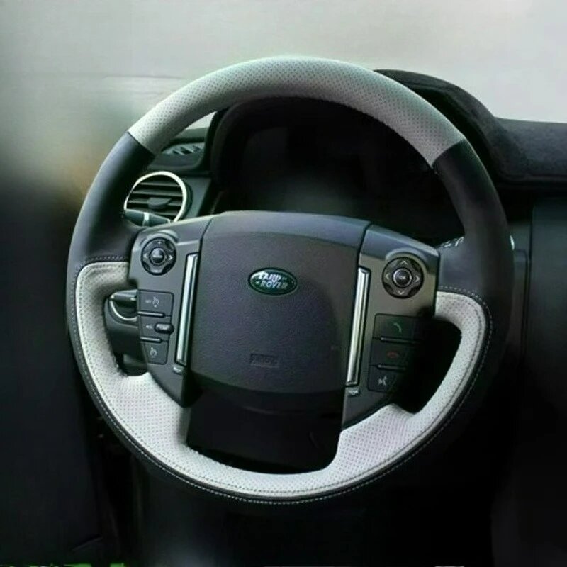 Чехол на руль из черной и желтой кожи ручной работы для Land Rover Discovery 3, 4, Freelander 2, Range Rover Sport Edition