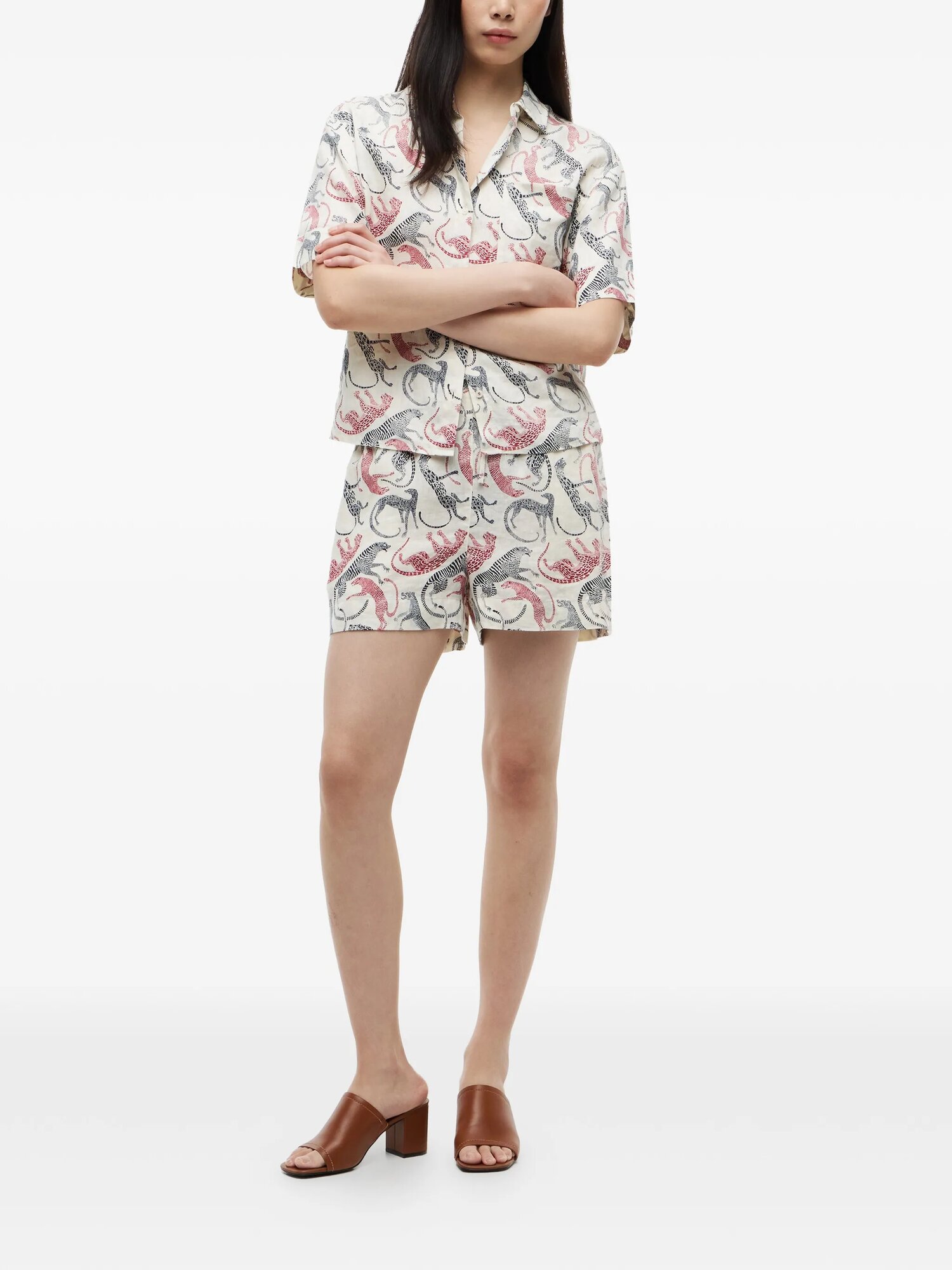 Шорты TOMMY HILFIGER Animal-print drawstring shorts, размер XL, white — фото 1