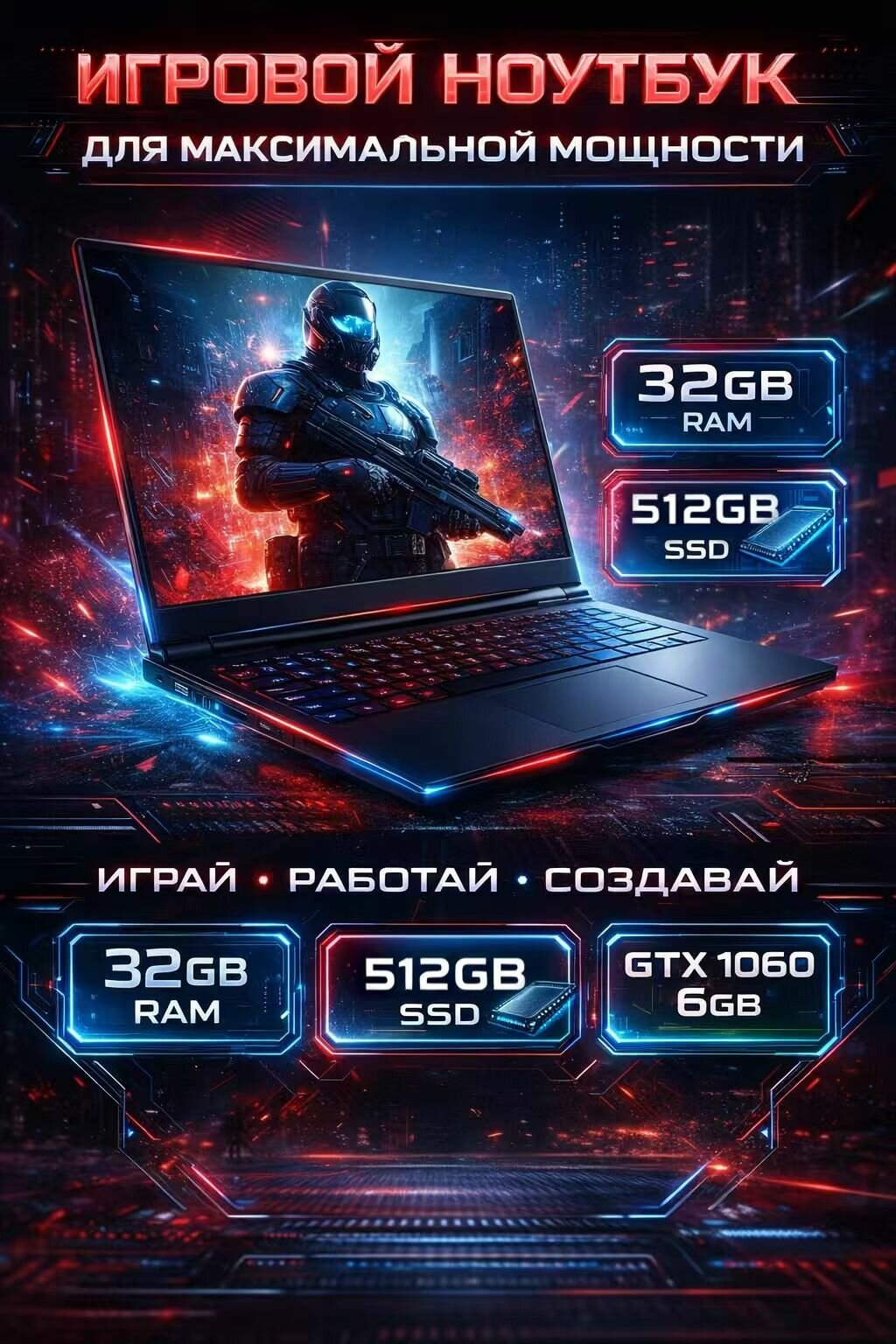 Legion игровой ноутбук Intel N95 Windows11 pro 512ГБ SSD, 16 GB русская раскладка c подсветкой