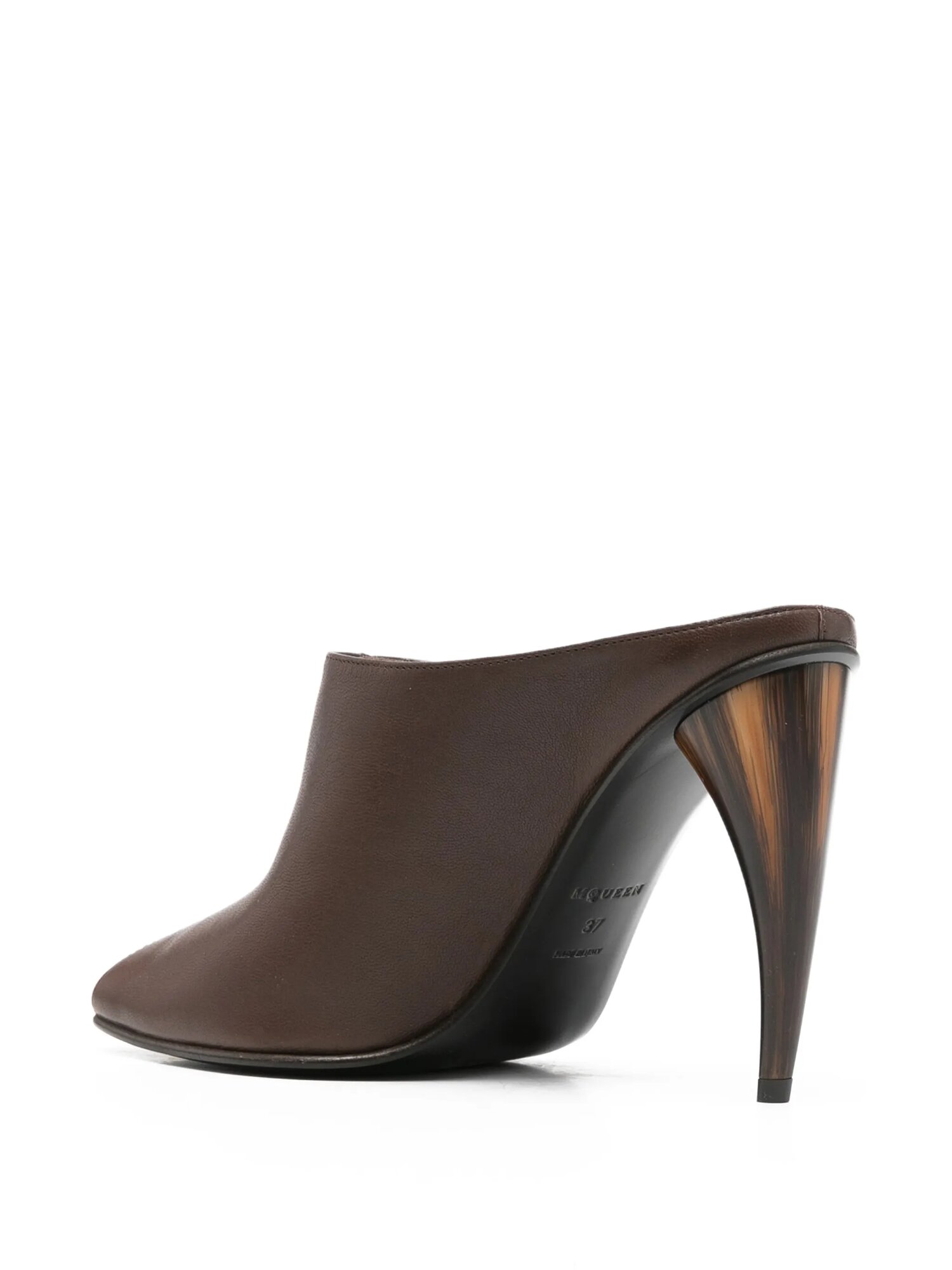 Мюли Alexander McQueen Peep-toe leather mules, размер 40 — фото 1
