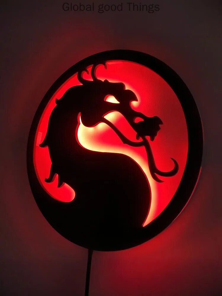 Настенный светильник Mortal Kombat 4.8 Вт, светодиодный, красный, для гостиной, 400x400x60мм
