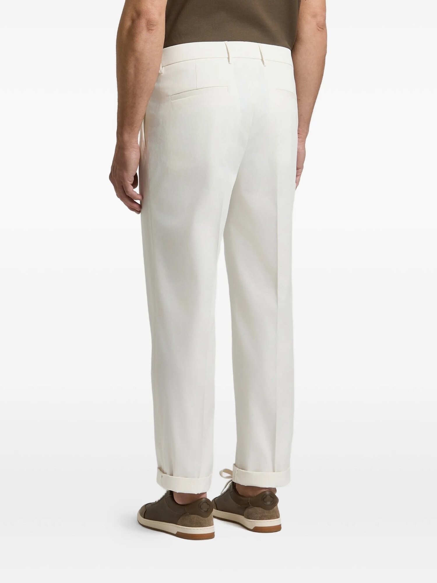 Брюки PESERICO Pleated turn-up trousers, размер 50, бежевый/белый — фото 1