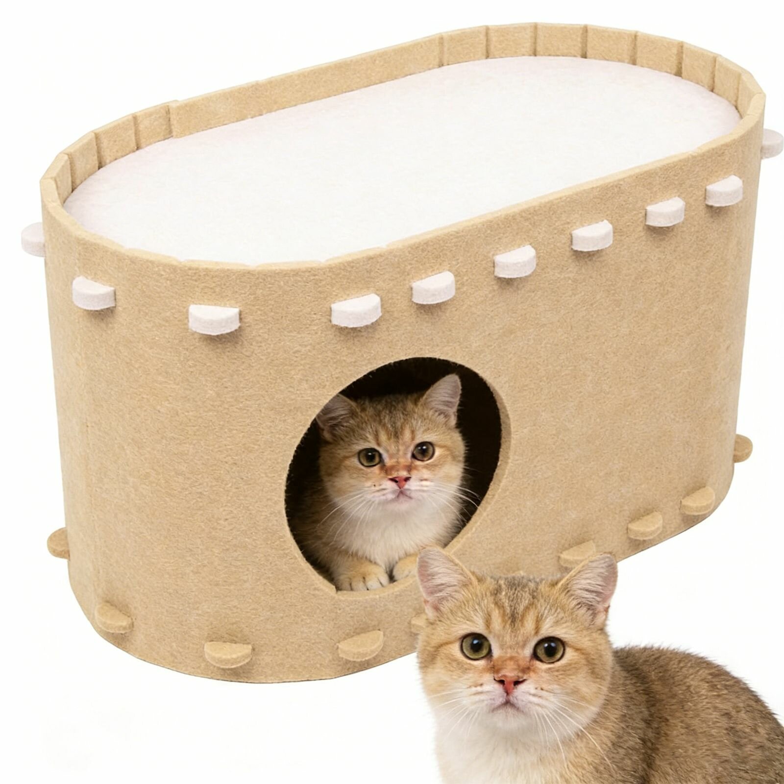 Кошачий домик из фетра с двумя уровнями, 58 33 30 см