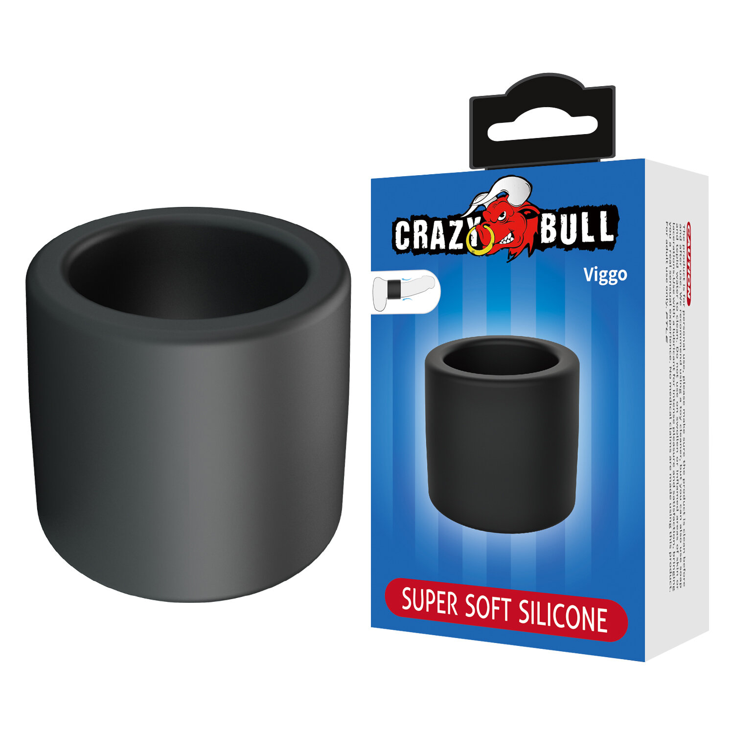 Кольцо эрекционное Crazy Bull растягивающееся черное, силикон