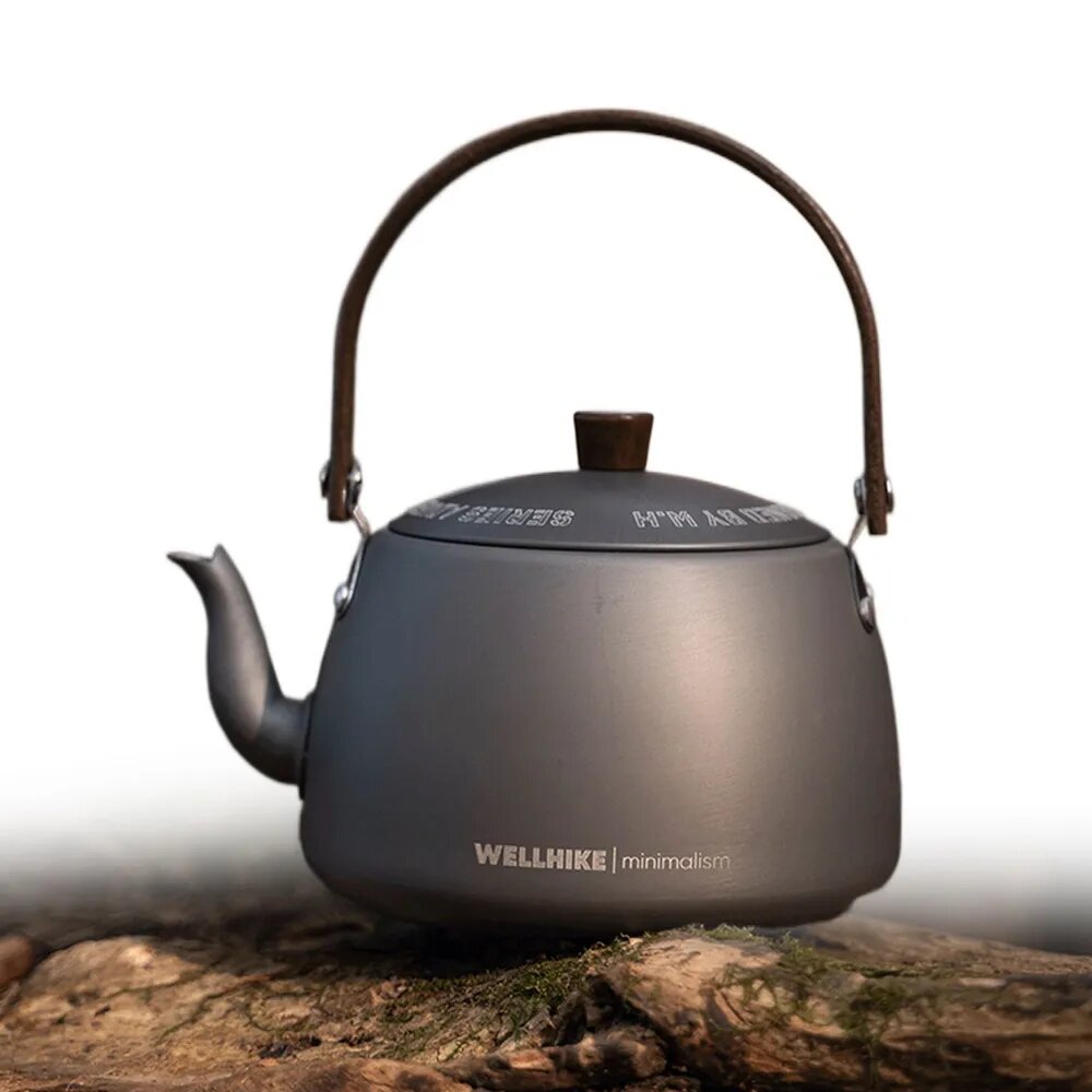 Алюминиевый чайник WELLHIKE 1,1 л для кемпинга с деревянной ручкой
