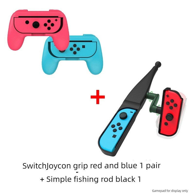 Набор ручного грифа для Nintendo Switch 1 пара красный-синий + удочка черная 1 шт