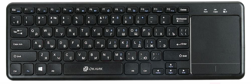 Клавиатура OKLICK 830ST черная USB беспроводная Touch