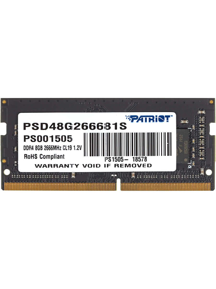 Память DDR4 8GB 2666MHz Patriot PSD48G266681S Signature RTL PC4-21300 CL19 SO-DIMM 260-pin 1.2В single rank RTL