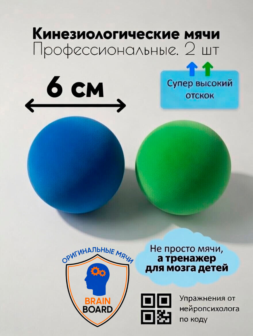 Кинезиологические мячи для занятий на балансировочной доске Бильгоу. Кинезио мячи Синий и зеленый