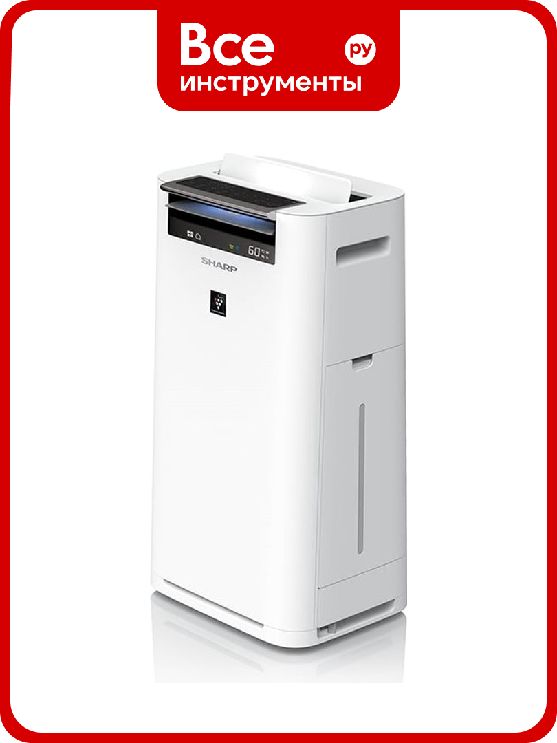 Воздухоочиститель Sharp KCG61RW с функцией увлажнения, ионизацией, HEPA‑фильтром и индикатором загрязнения фильтра