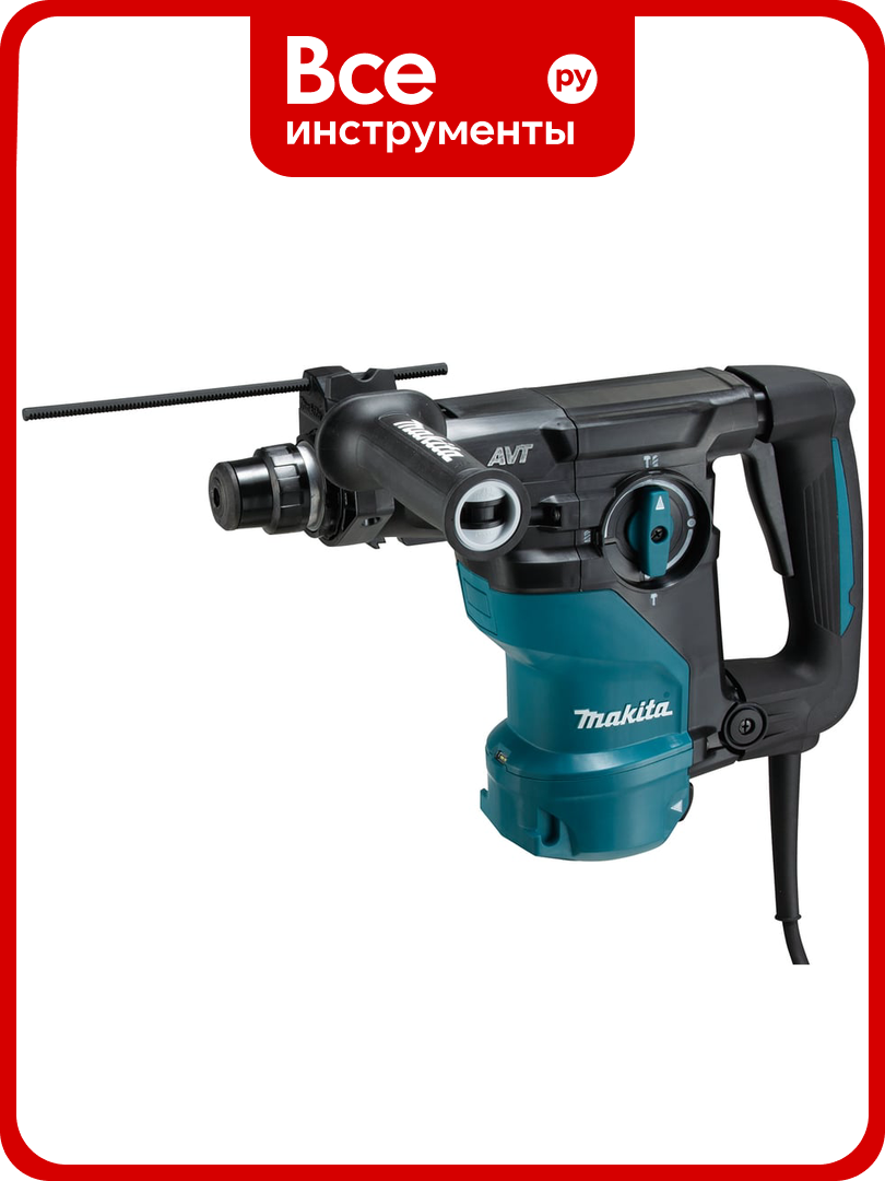 Перфоратор Makita HR3011FCJ с мощностью 1050 Вт, 3 режимами работы и частотой ударов до 4500 уд/мин в кейсе