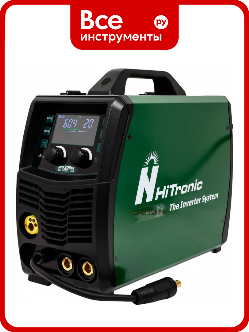 Инверторный сварочный аппарат HITRONIC MIG 205DT с кейсом, синергией, мощностью 8.16 кВт и током до 200 А для полупрофес