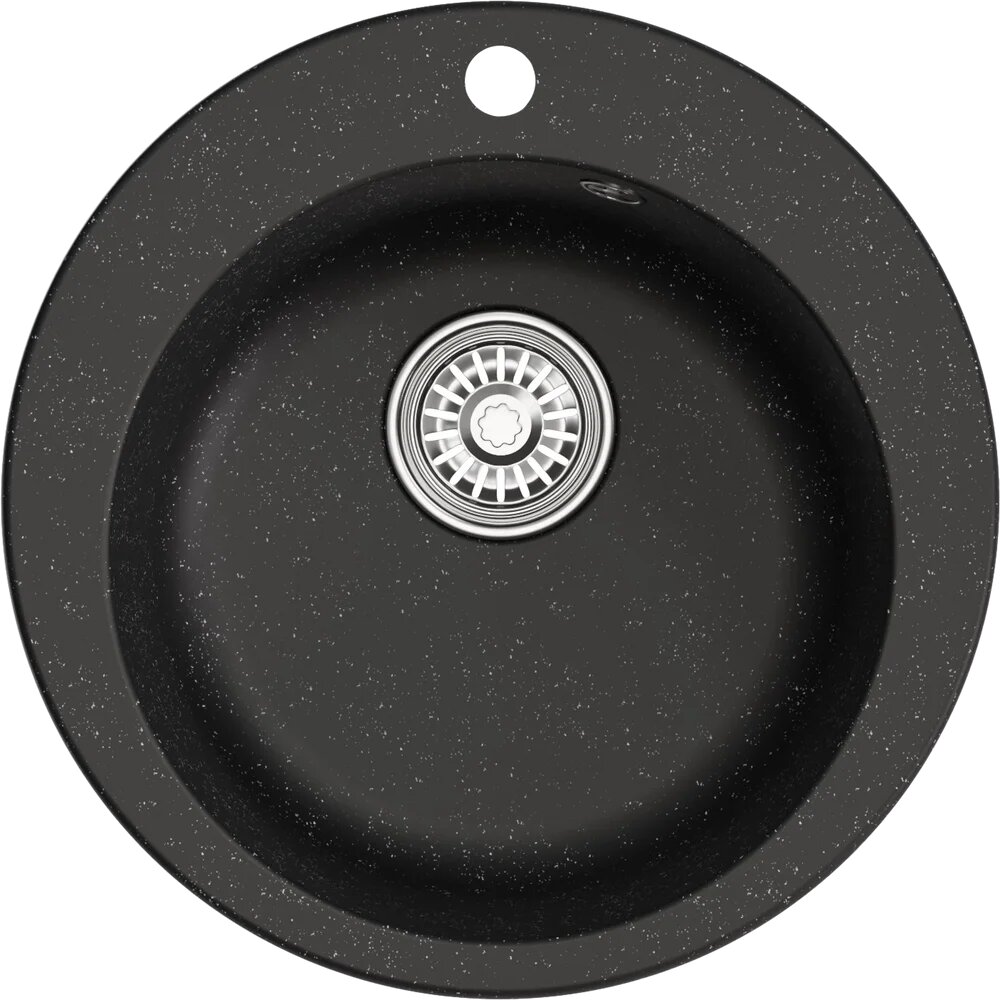 Мойка кухонная Mixline ML-GM13 мраморная, 49x49, круглая, черная, матовая, российская