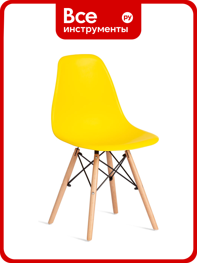 Стул TetChair CINDY (EAMES) (mod. 1801) 4 шт, дерево бук/металл/сиденье пластик, 45x51x82 см, Yellow (Желтый) 20656