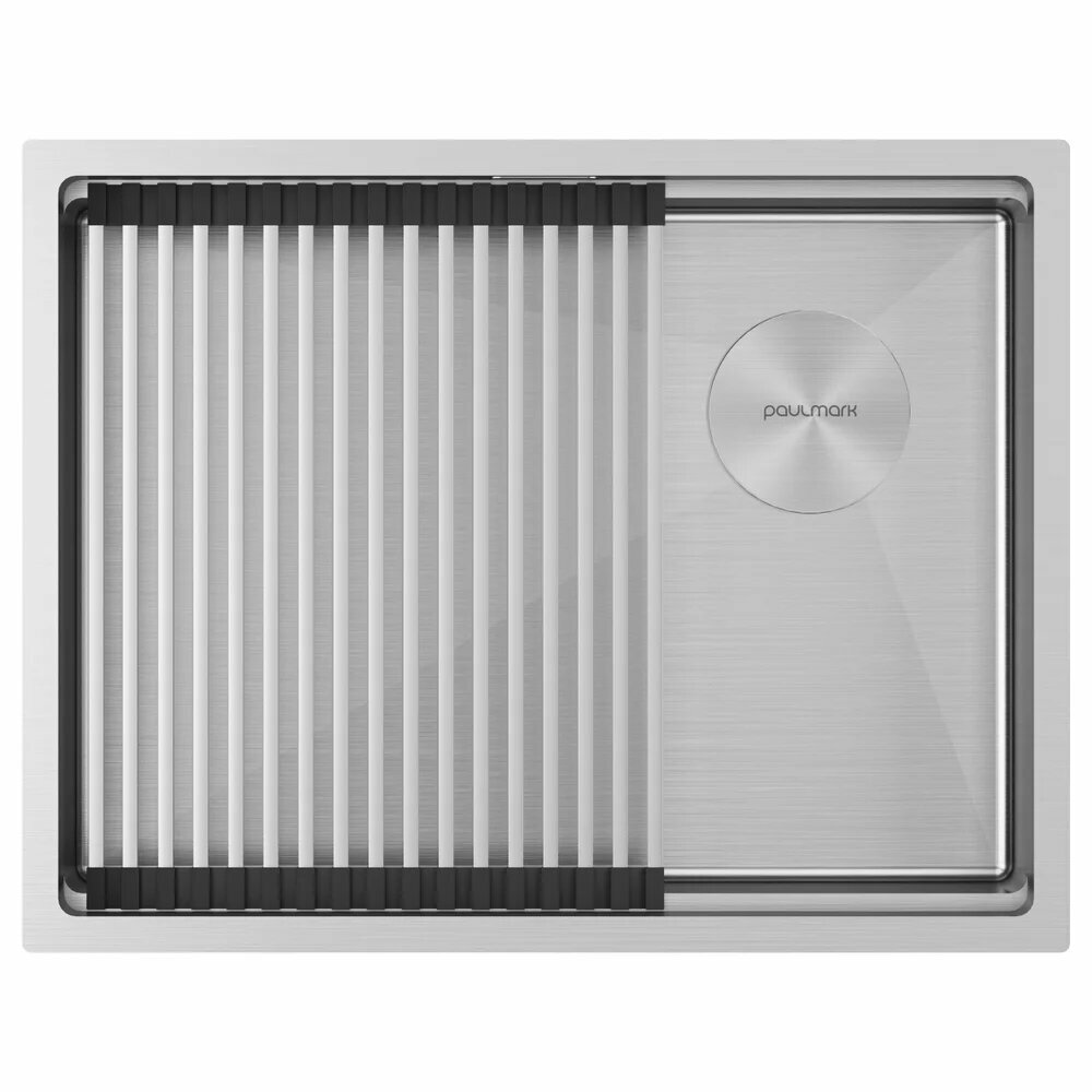 Мойка кухонная Paulmark 58 UNI PM705845-BS металлическая, 58x45, прямоугольная, мойка для кухни, врезная, под столешницу