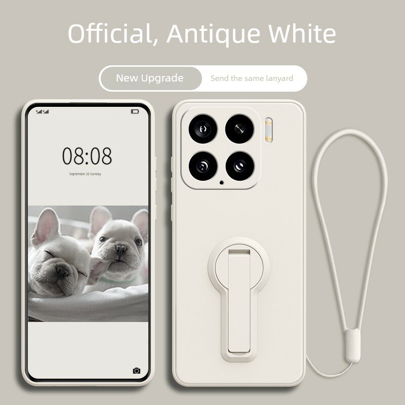 Чехол для Xiaomi 15 Pro из жидкого силикона, антично-белый, полная защита, ультра ударопрочный с защитным стеклом