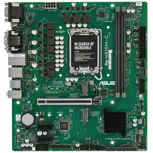 Материнская плата ASUS PRO H810M-C-CSM - LGA 1851, Intel H810, 2xDDR5-6400 МГц, 1xPCI-Ex16, 2xM.2, Micro-ATX