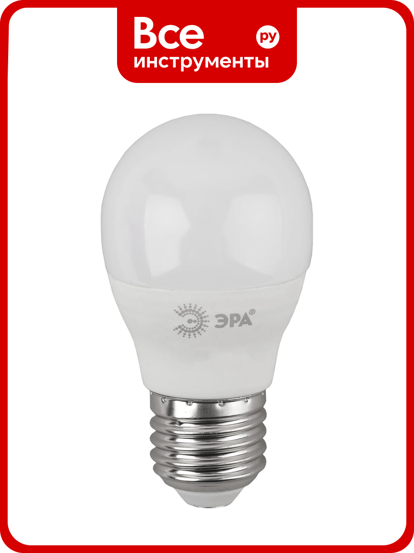 Светодиодная лампа ЭРА LED P45-7W-860-E27, шар, холодный Б0031402