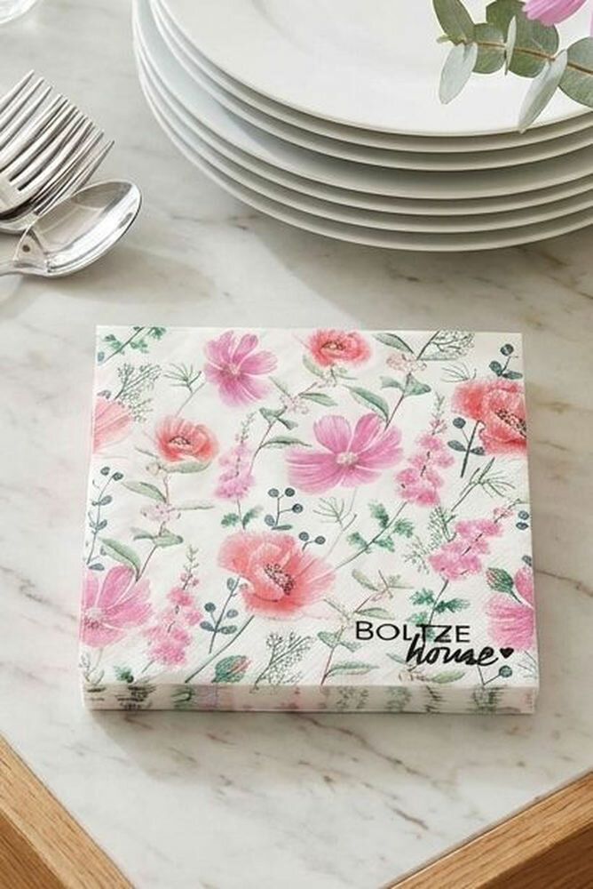 Бумажные салфетки розовые маки, 17х17 см, 20 шт, Больтце (Boltze) 2032672-1