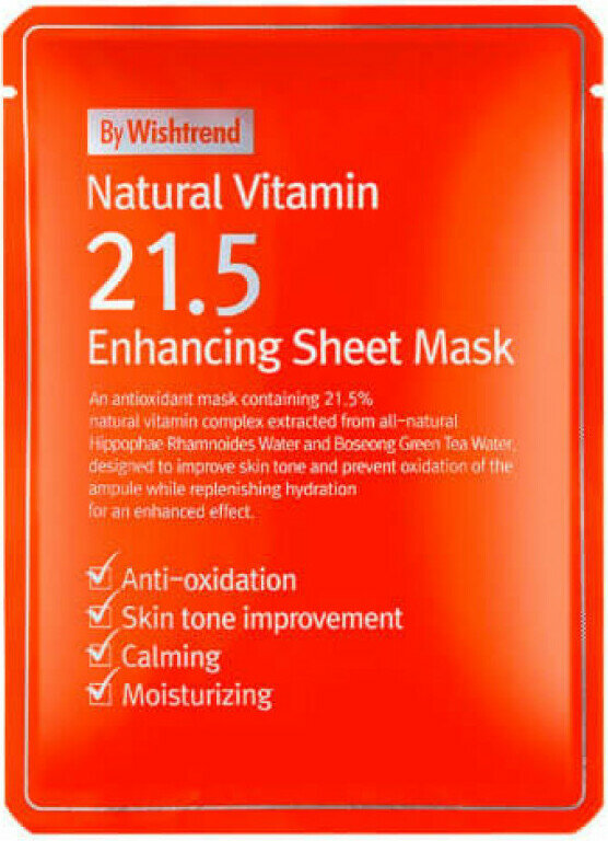 By Wishtrend Витаминная антиоксидантная тканевая маска Natural Vitamin 21,5% Enchancing Sheet Mask 50ml