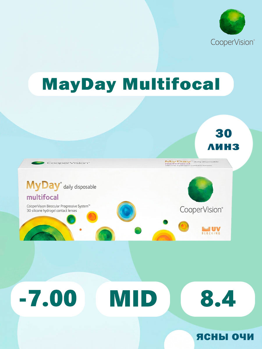Myday multifocal (30 линз), 8.4, -7.00, MID (от +1.50 до +1.75)