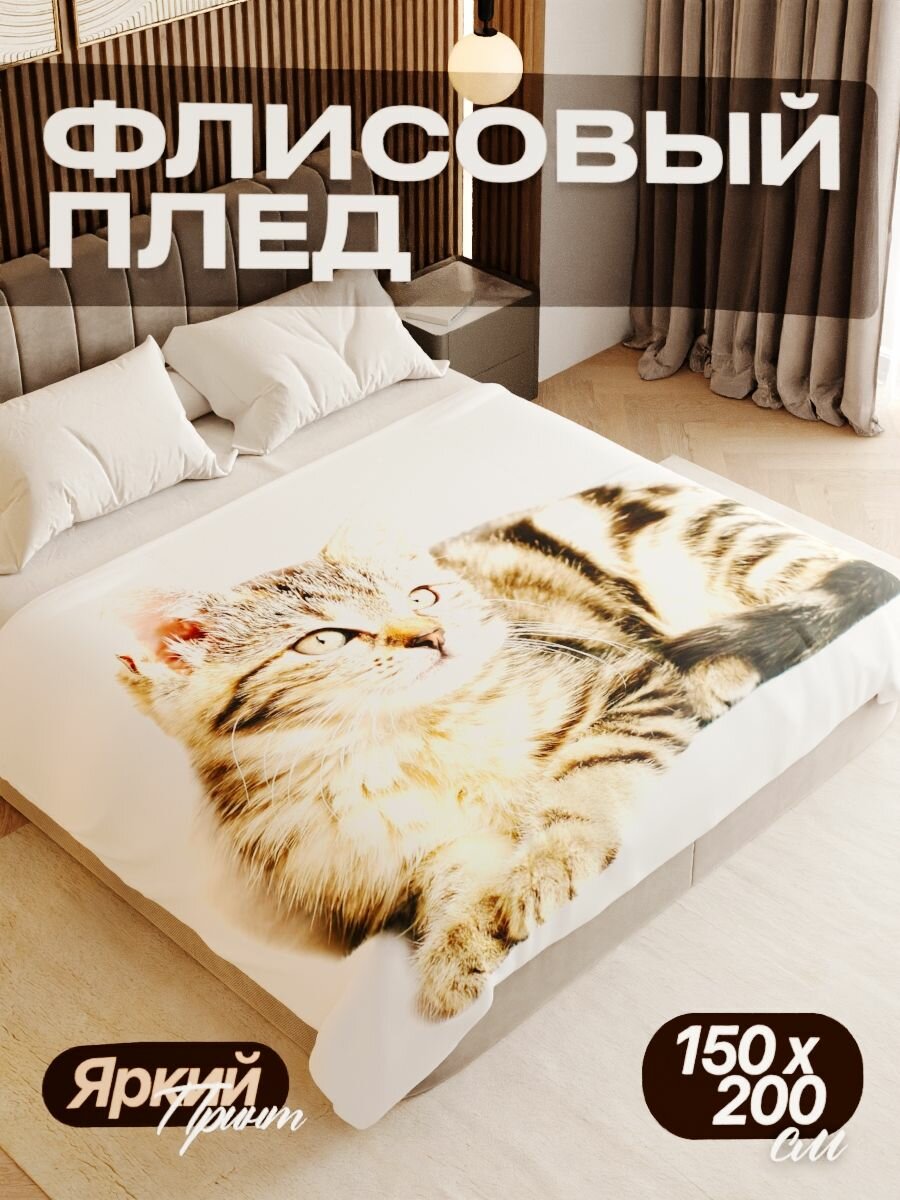 Плед флисовый 150х200 см мягкий теплый покрывало для дома