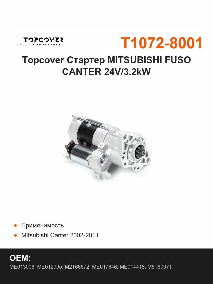 Topcover Стартер MITSUBISHI FUSO CANTER 24V/3.2kW