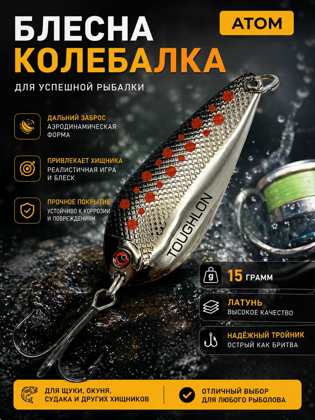 Блесна колебалка атом на щуку, жереха и судака