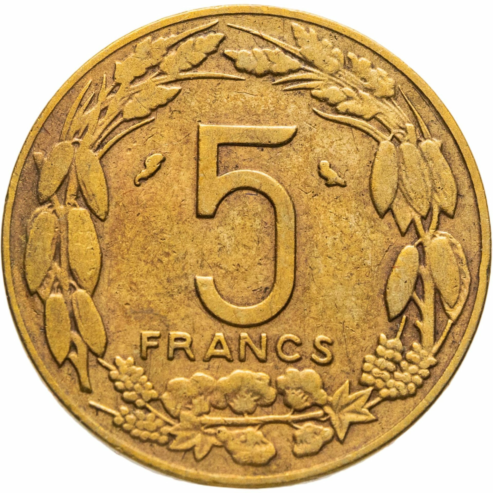 Экваториальная Африка и Камерун 5 франков francs 1968, Бронза, в сохранности VF