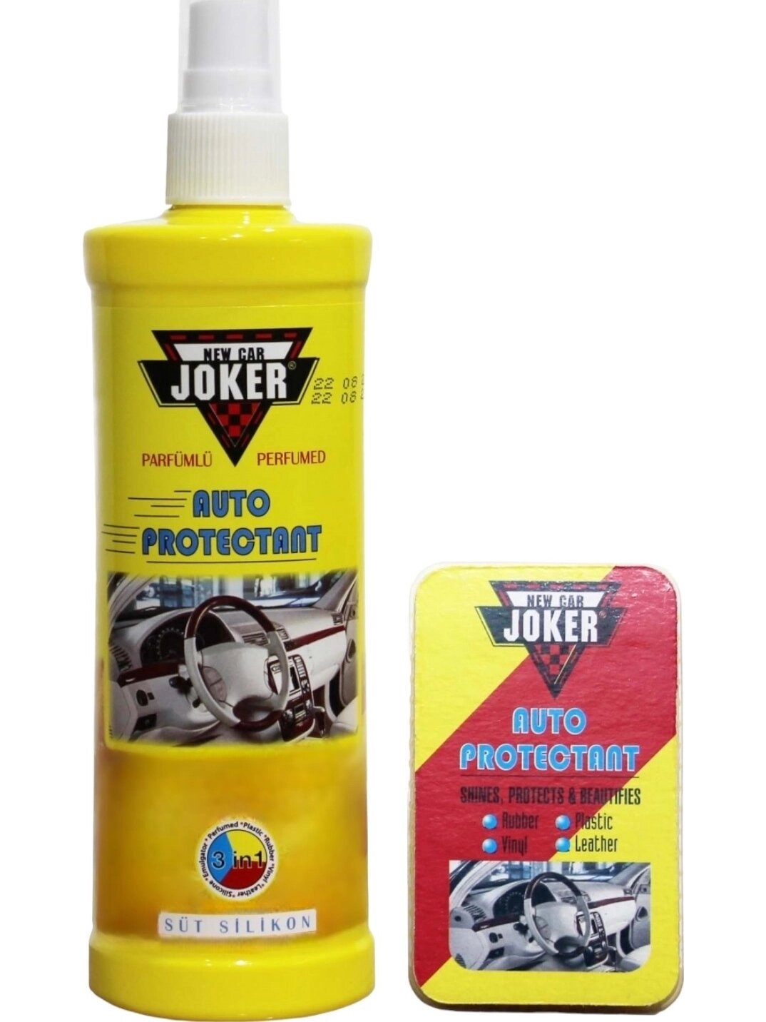 Полироль пластика салона JOKER защитная с губкой NEW Яблоко, 250 мл
