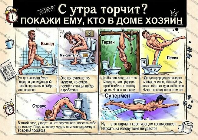 "С утра торчит? - покажи ему кто в доме хозяин !". 42х59 см. Плакат для мужика А2_067.