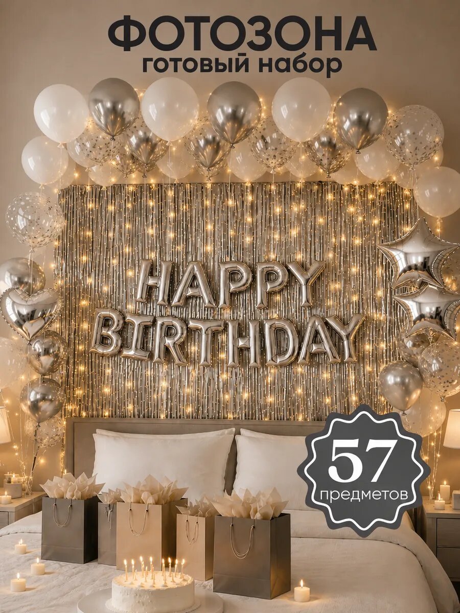 Воздушные шары Happy Birthday фотозона День Рождения
